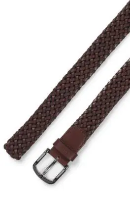 BOSS Woven Leather Belt - Dark Brown