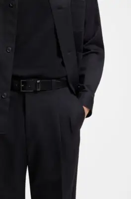BOSS Italian Leather Belt With Brushed Gunmetal Hardware