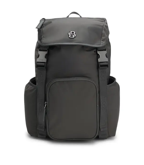 BOSS Twill Backpack With Double B Monogram - Grey