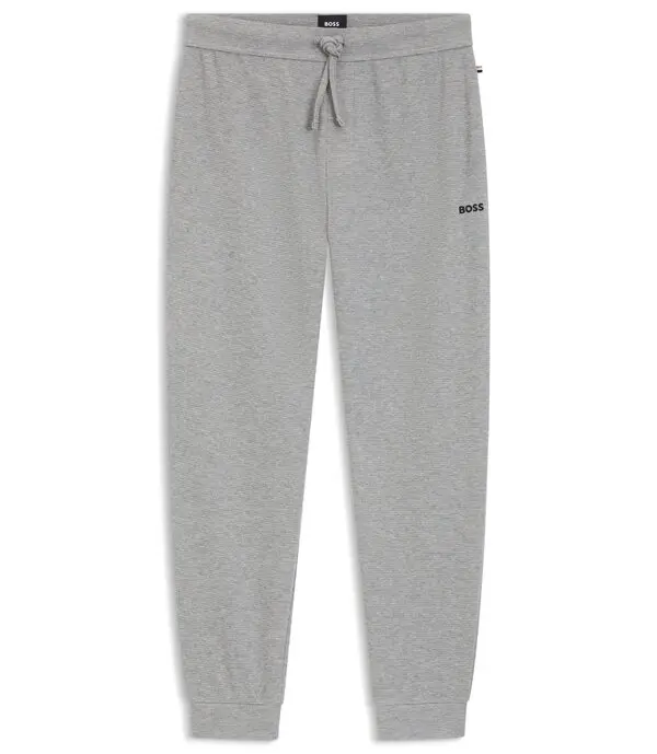 BOSS Waffle-structure Pyjama Bottoms In A Cotton Blend - Grey