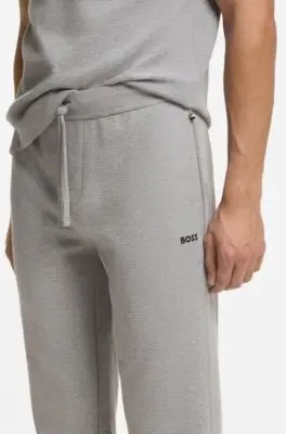 BOSS Waffle-structure Pyjama Bottoms In A Cotton Blend