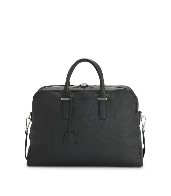 BOSS Grained-leather Duffle Bag With Logo - Black