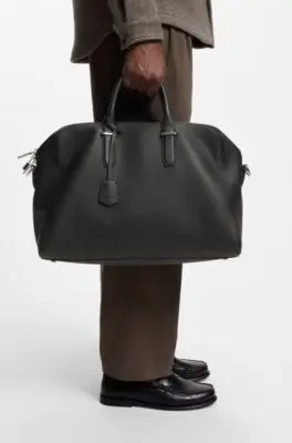 BOSS Grained-leather Duffle Bag With Logo