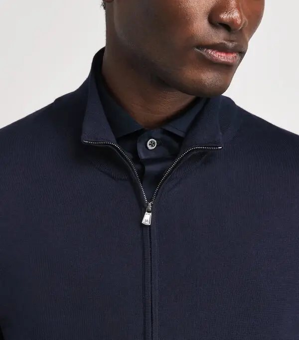 Isaia Wool Zip-up Cardigan