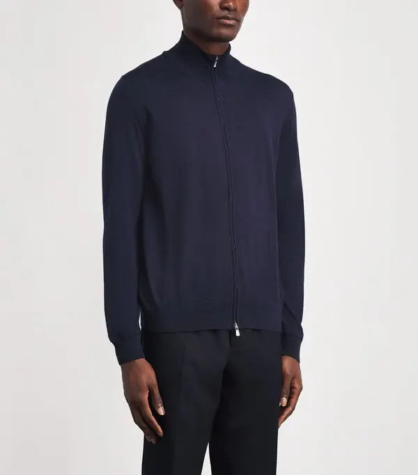 Isaia Wool Zip-up Cardigan