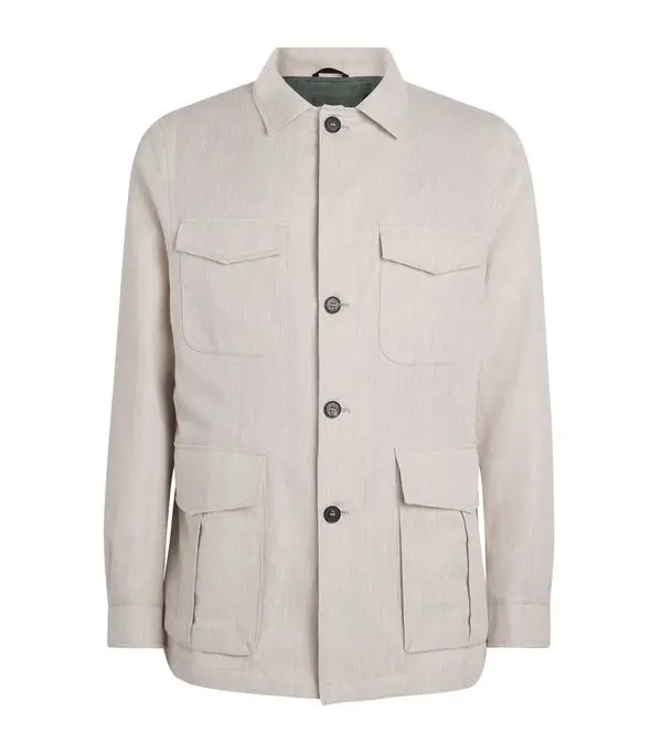 N.peal Linen-cotton Herringbone Safari Jacket