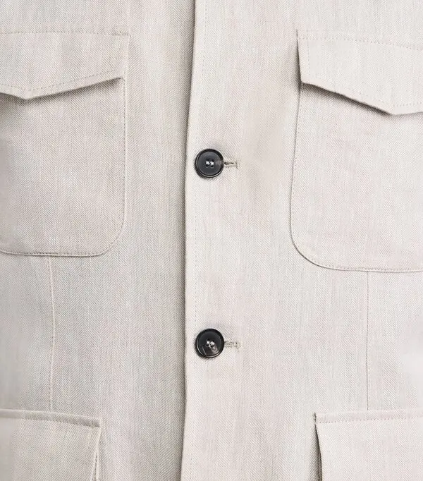N.peal Linen-cotton Herringbone Safari Jacket