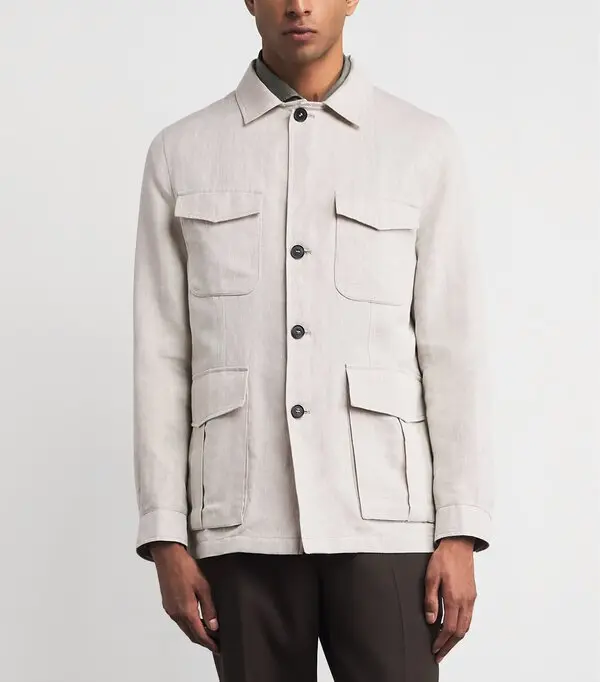 N.peal Linen-cotton Herringbone Safari Jacket