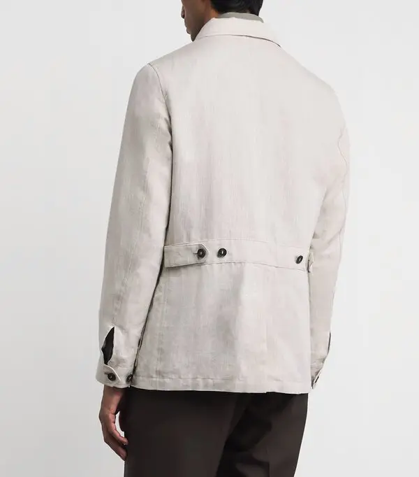 N.peal Linen-cotton Herringbone Safari Jacket