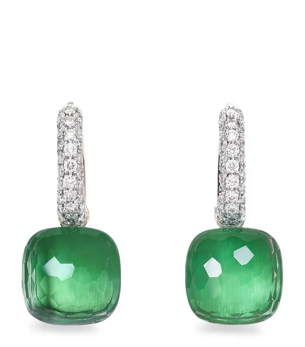 Pomellato Mixed Gold, Diamond, Prasiolite And Agate Nudo Earrings - Green