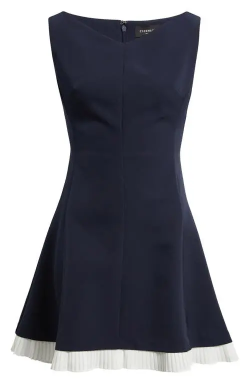 Freemarket Contrast Hem Detail Fit & Flare Mini Dress - Navy/White |  Editorialist