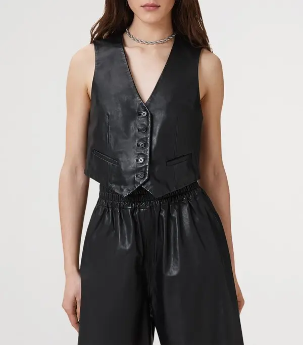 ALLSAINTS Leather Arla Lea Waistcoat