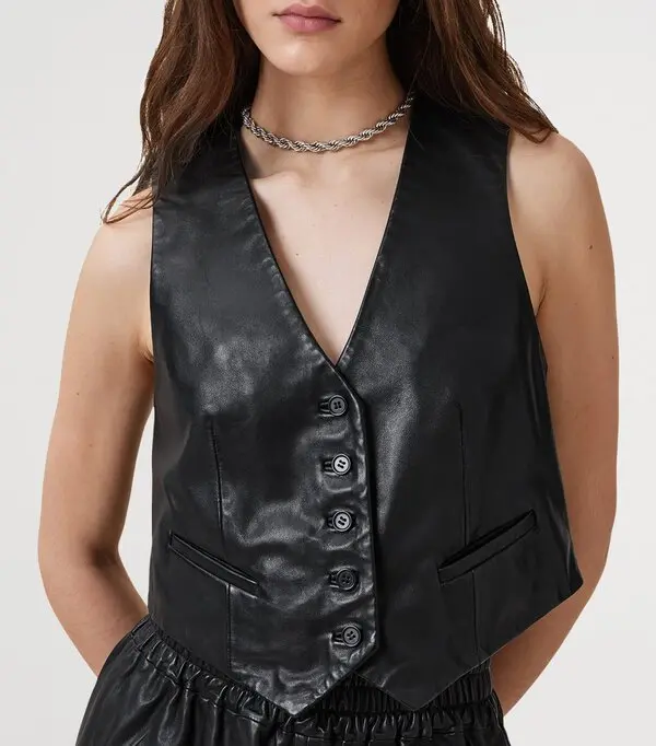 ALLSAINTS Leather Arla Lea Waistcoat
