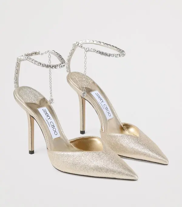 JIMMY CHOO Saeda 100 Satin Pumps - Silver