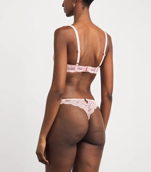 FLEUR DU MAL Lace Bianca Thong - Pink