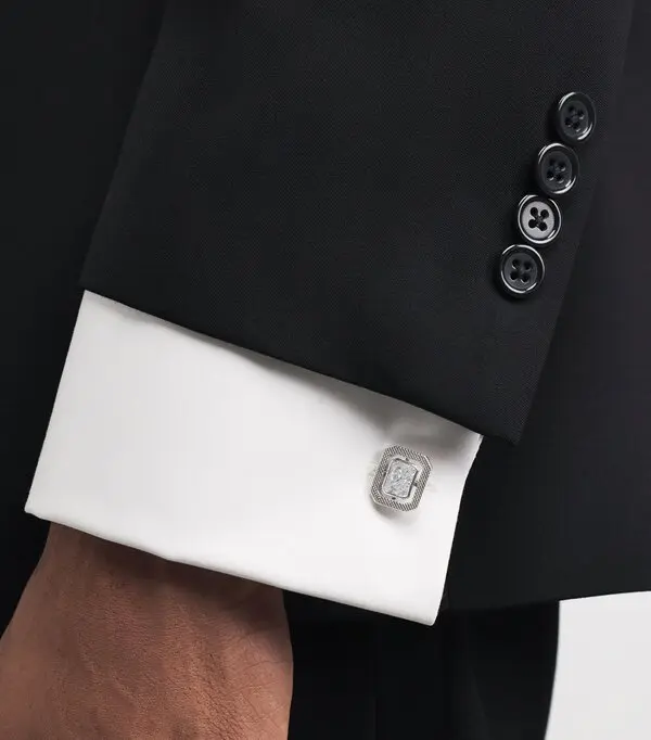 Tateossian Rhodium-plated And Cubic Zirconia Halo Rectangle Cufflinks