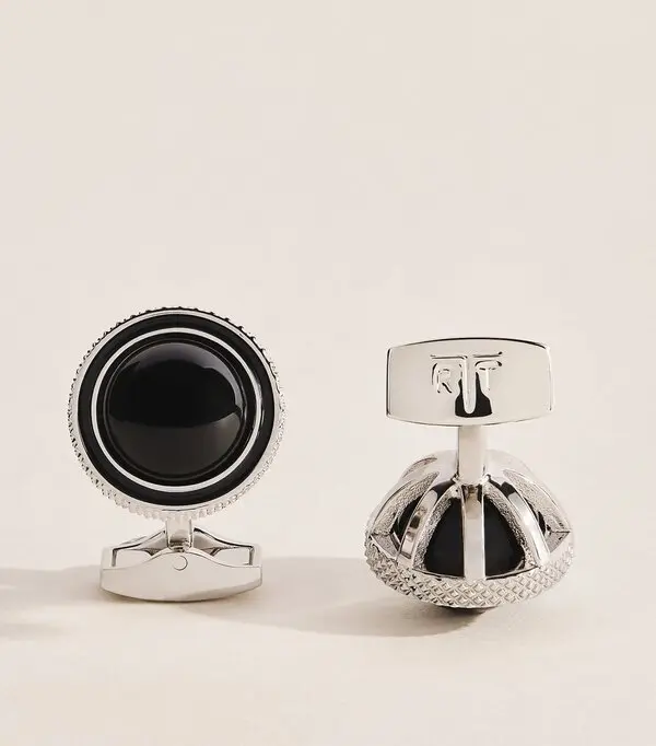 Tateossian Palladium-plated And Onyx Gyrate Cufflinks - Black