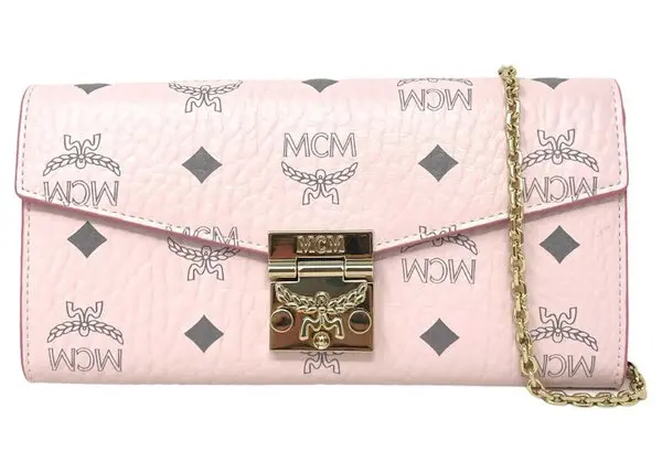 Mcm Tracy Monogram Logo Wallet On Chain Crossbody Bag - Pink