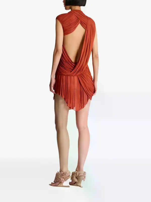 Balmain Draped Flowing Jersey Dress - Red