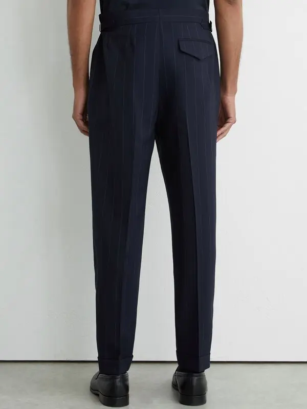 REISS Wool Pinstripe Side-adjuster Suit Trousers