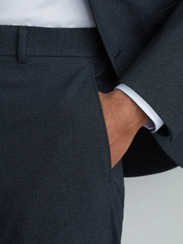 REISS Houndstooth Tailored-fit Suit Trousers