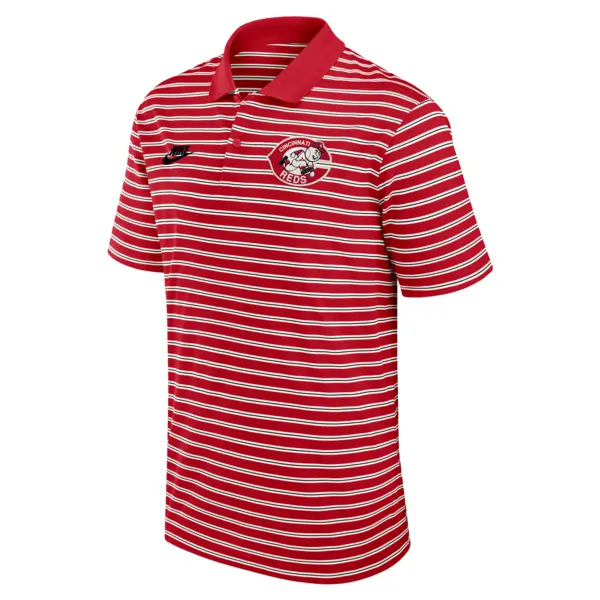 Nike Cincinnati Reds Cooperstown Striped Victory Dri-fit Mlb Polo - Red