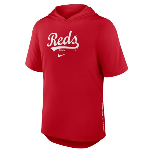 Nike Cincinnati Reds Arched Wordmark Dri-fit Mlb Hooded T-shirt - Red