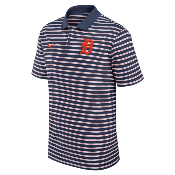 Nike Detroit Tigers Striped Victory Dri-fit Mlb Polo - Blue