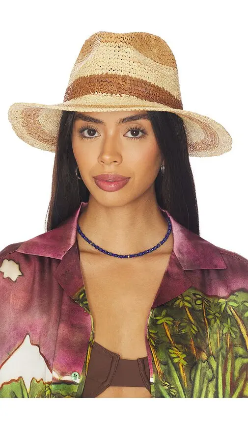 NIKKI BEACH Samantha Fedora Hat - Natural & Browns