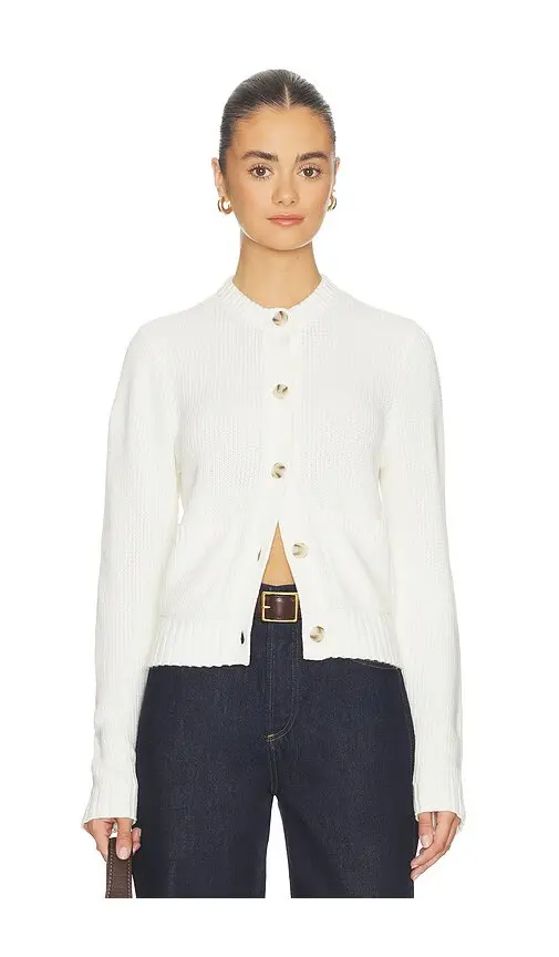 525 America Palmer Crew Neck Cardigan - Chalk