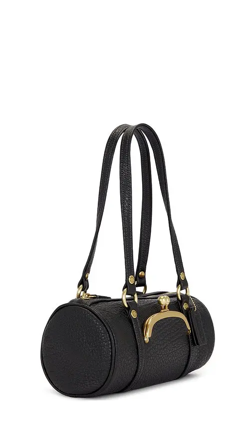 COACH Originals Textured Pebble Leather Kisslock Barrel Bag 28 - Black