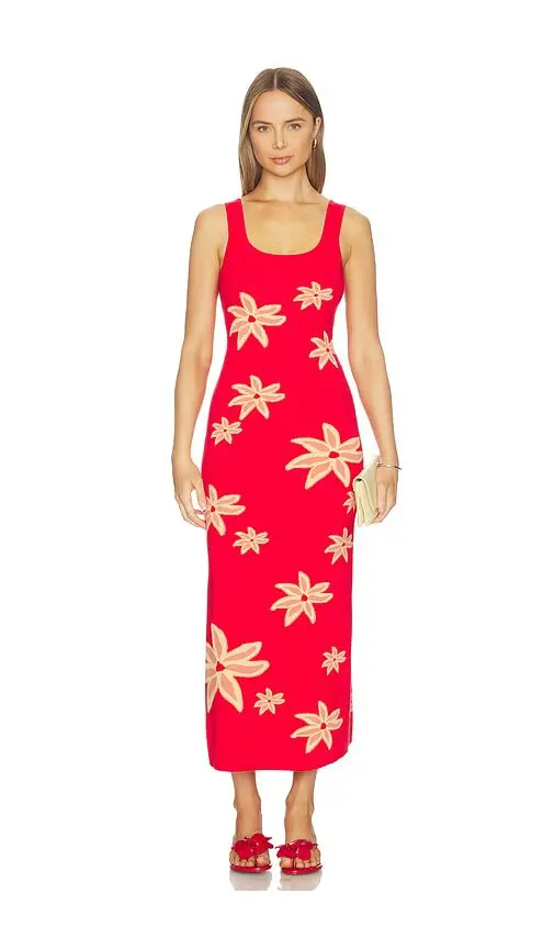 THE WOLF GANG Aggie Maxi Dress In Red - Rojo