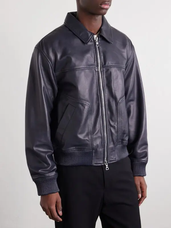 Officine Générale Cassio Leather Bomber Jacket