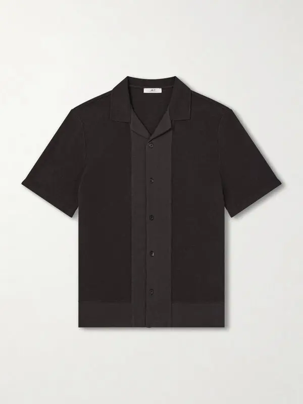 Mr P. Camp-collar Linen And Organic Cotton-blend Shirt - Brown