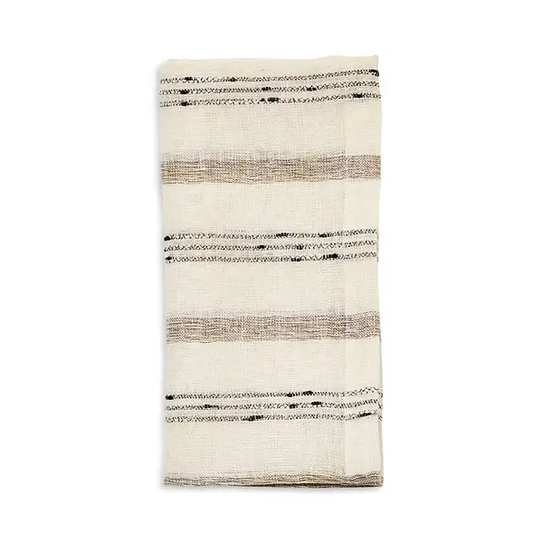 KIM SEYBERT Stria Napkin In Ivory & Black - Ivory/black