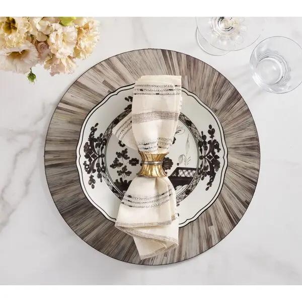 KIM SEYBERT Stria Napkin In Ivory & Black