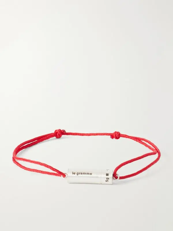 Le Gramme 5g Sterling Silver Woven Bracelet - Red