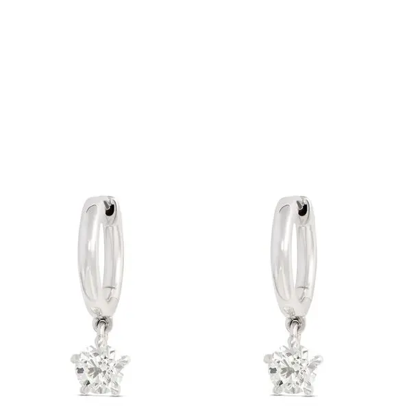 Benbridge Huggie Hoop Earrings With Diamond Drops - Wg