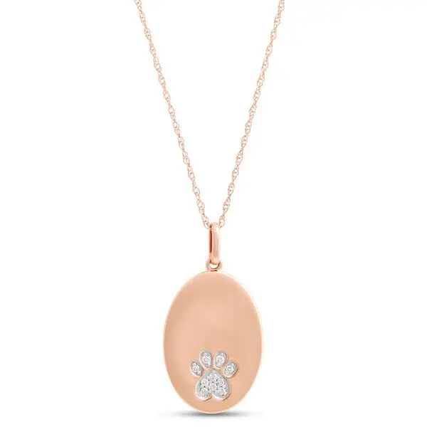 Benbridge Oval Paw Pendant With Diamonds In 14k Yellow Gold - Tt