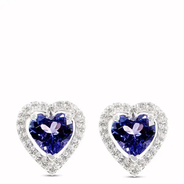 Benbridge Heart Shaped Tanzanite Stud Earrings - Blue