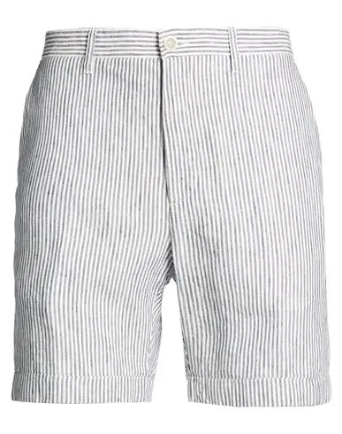 120% Lino Striped Linen Shorts - Blue