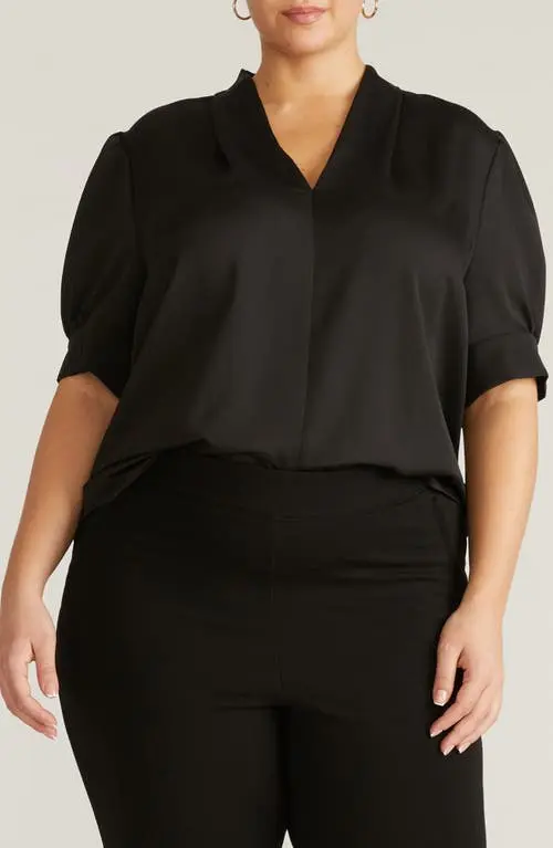 Universal Standard Pebble Georgette Top - Black