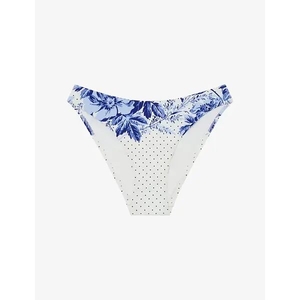 REISS Printed Bikini Bottom - Blue Ivory