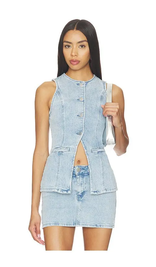 MORE TO COME Maeve Sleeveless Button-down Top - Blue