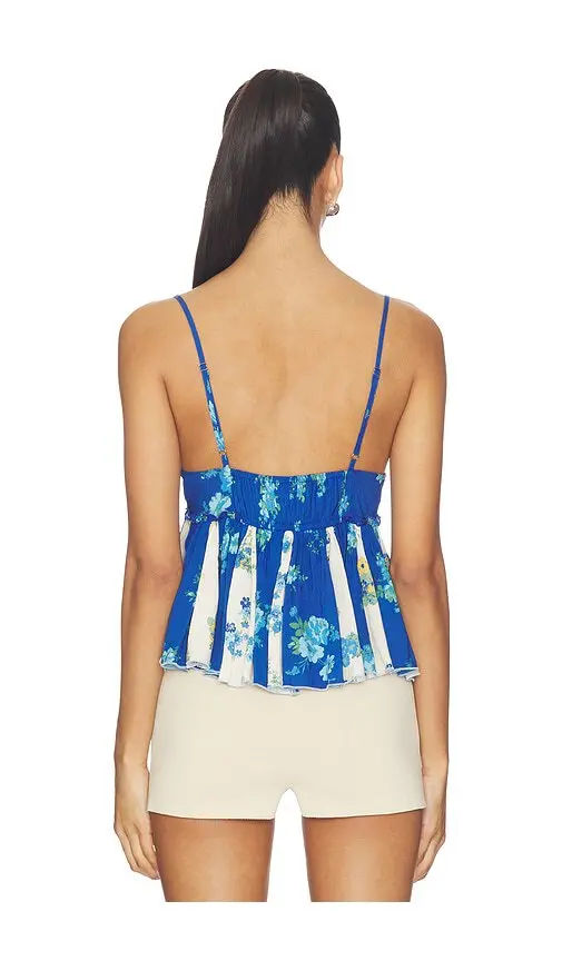 Free People Tillie Printed V-neck Tank Top - Blue