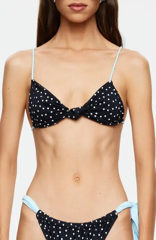 Lioness Laguna Knotted Bikini Top - Noir Polka
