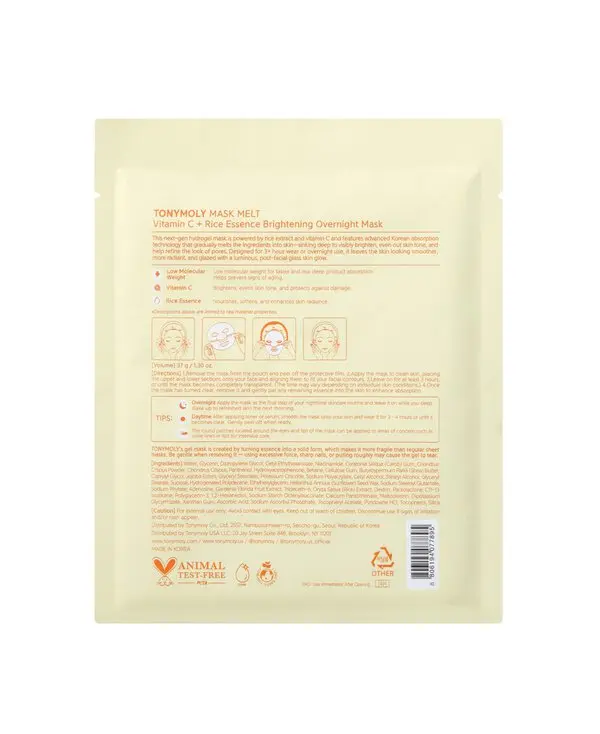 TONYMOLY Mask Melt Brightening Overnight Hydrogel Mask - No Color