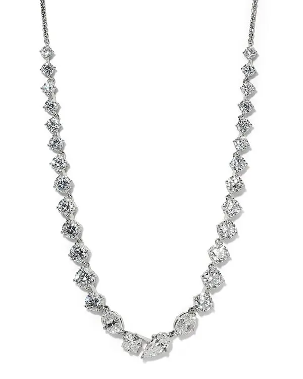 Nadri Lucia Cubic Zirconia Frontal V Necklace - Rhodium