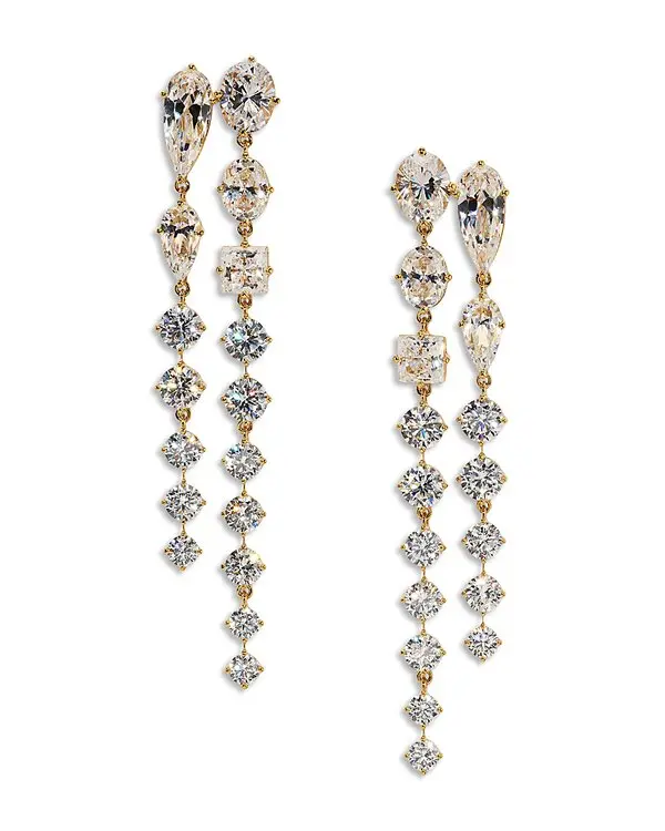 Nadri Lucia 18k Yellow Plated Linear Earrings - Gold
