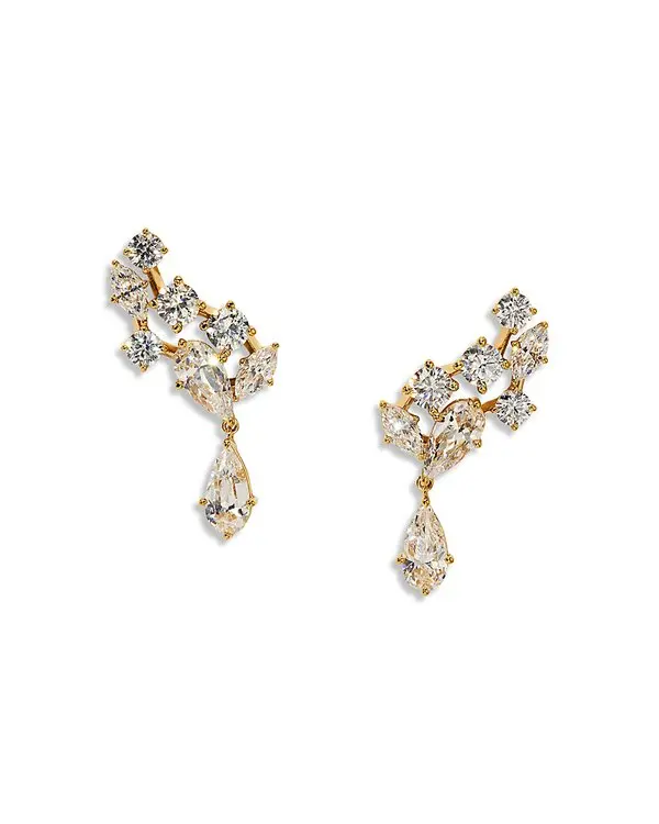 Nadri Riviera 18k Yellow Plated Cubic Zirconia Drop Earrings - Gold